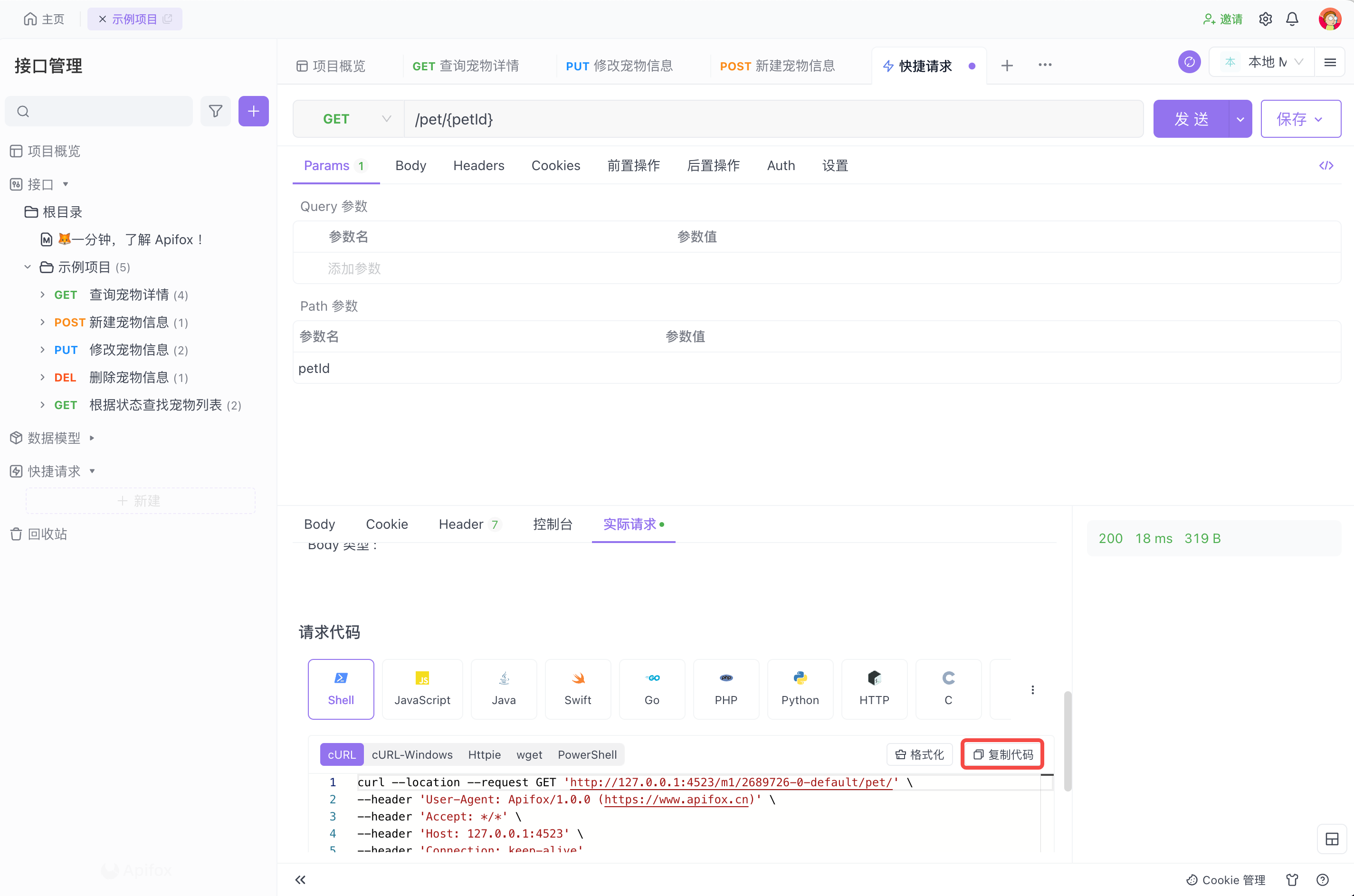 接口快捷请求 | Apifox 帮助文档